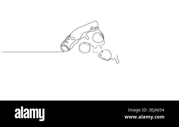 animated continuous line drawing of piece of pizza with melted cheese ...