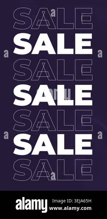 Dynamic 4K video loop featuring repeating SALE text with glowing purple ...