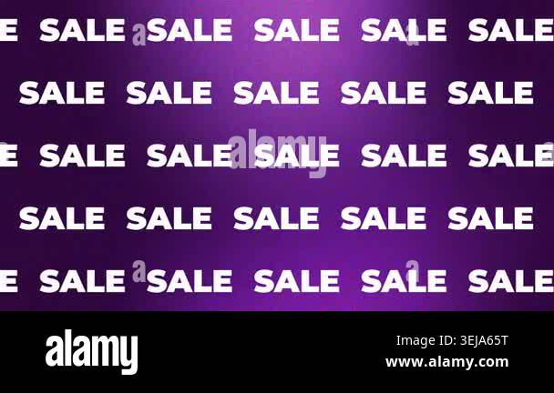 Seamless loop of the word SALE in white text on a rich purple ...
