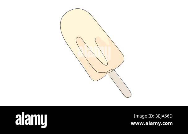 animated continuous line drawing of an orange popsicle, water ice line ...