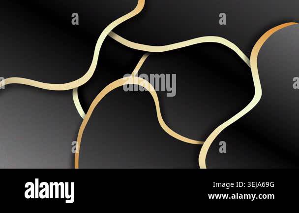 Abstract golden lines gracefully flow on a dark background, creating a ...