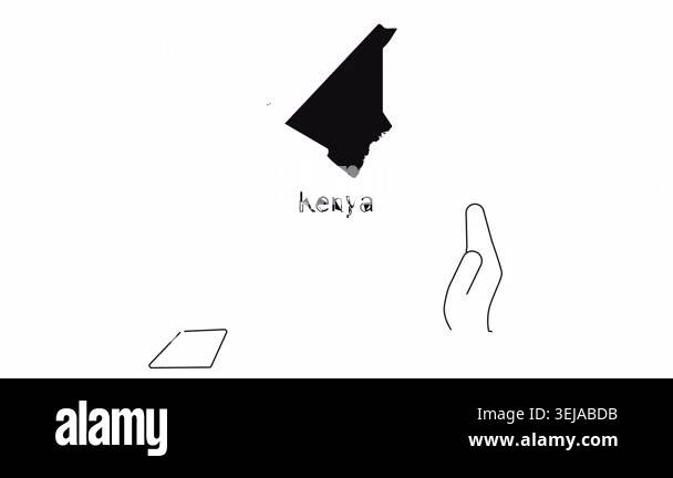 A black silhouette of the map of Kenya is displayed above the word ...