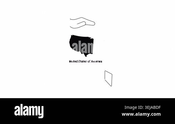 A simple line drawing illustration of the United States of America map ...