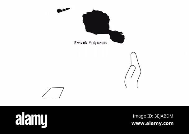 A simple illustration featuring a map of French Polynesia with two open ...