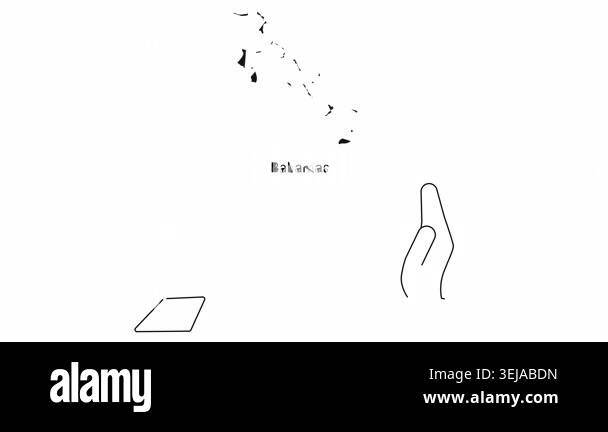 A simple line drawing featuring the outline map of the Bahamas islands ...