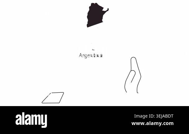 A minimalist graphic featuring the silhouette of Argentina, accompanied ...