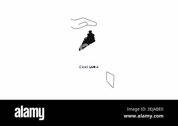 A minimalist graphic illustration showing the outline of Saint Lucia ...