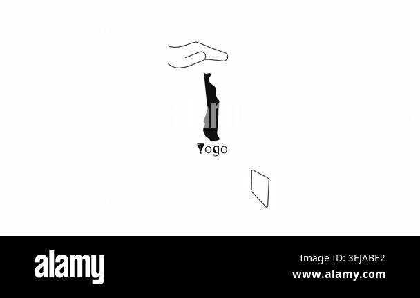 A stylized outline of the country of Togo is depicted, cradled between ...