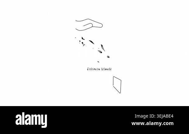 A minimalist line art illustration of the Solomon Islands map outline ...
