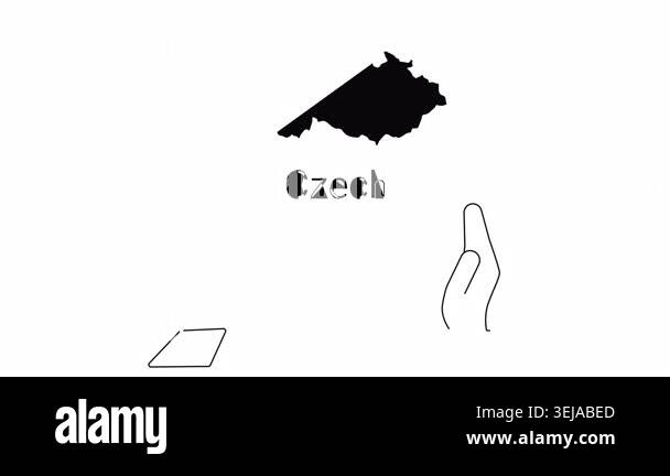 A minimalist graphic featuring the silhouette of the Czech Republic map ...