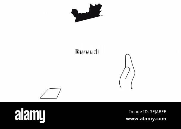 A graphic representation of Burundi's map outline, accompanied by two ...