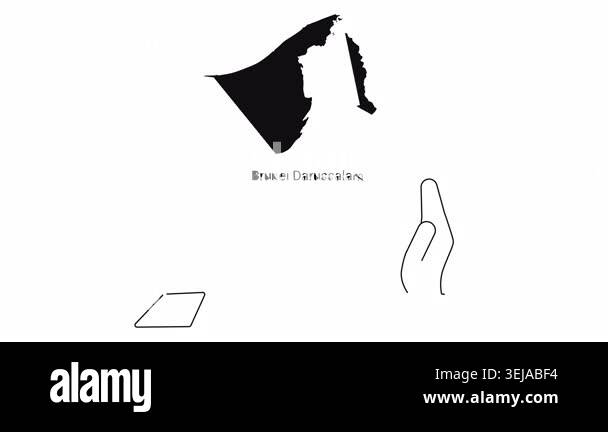 A visual representation of Brunei Darussalam's map outline, accompanied ...