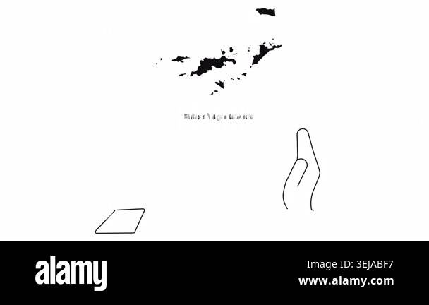 A minimalist graphic featuring the outline map of the British Virgin ...