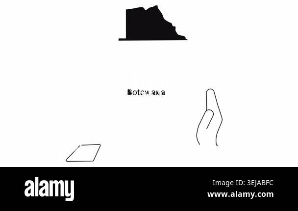 A graphic representation of Botswana's map outline, accompanied by two ...