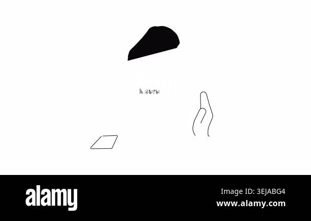 A minimalist illustration featuring a solid black abstract shape above ...