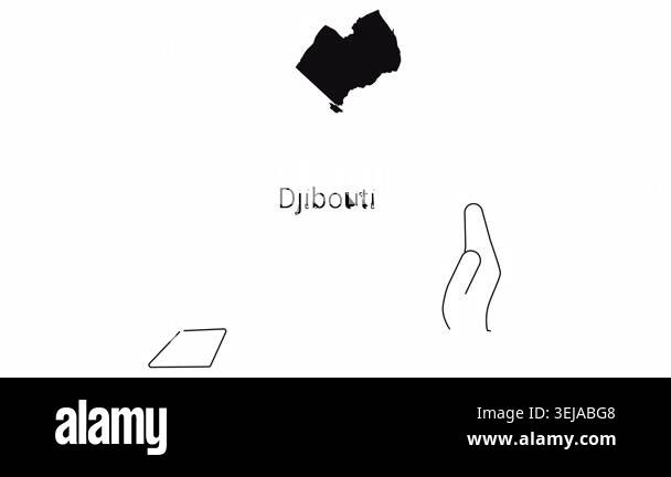 A graphic representation of Djibouti's map outline, accompanied by two ...