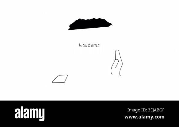 A simple black and white illustration showing the outline of Honduras ...
