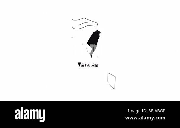 Illustration of Taiwan map outline held by two hands, symbolizing ...