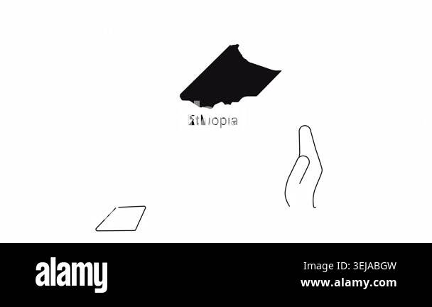 A minimalist graphic featuring the silhouette of Ethiopia's map above ...