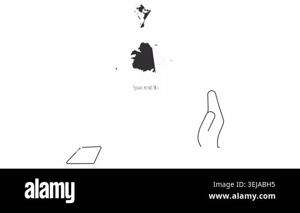 A minimalist illustration showing the map outline of Antigua and ...