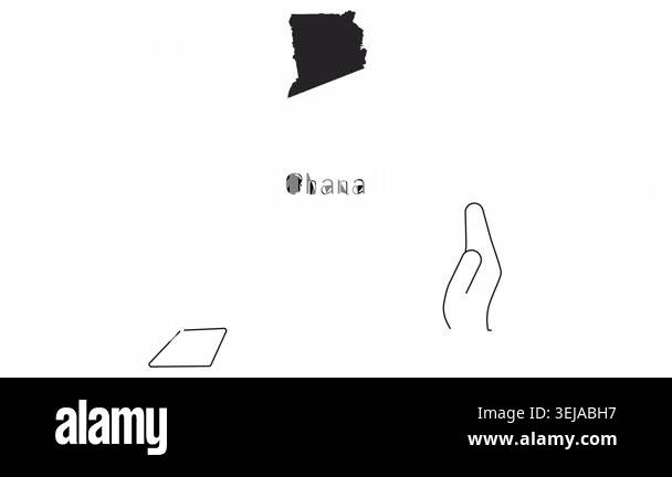 A graphic representation of Ghana's map outline, accompanied by two ...