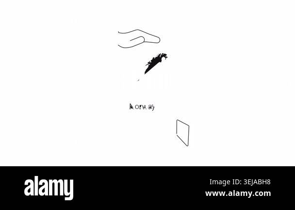 A minimalist illustration showing the map of Norway cradled between two ...