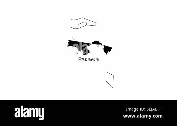 A minimalist illustration showing the outline of Panama held between ...