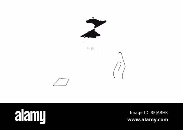 A simple black and white illustration showing the outline of Haiti with ...