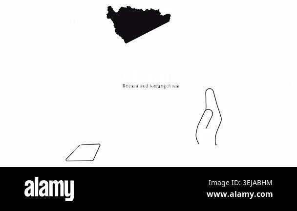 A graphic illustration featuring the outline map of Bosnia and ...