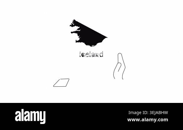 A minimalist graphic design featuring the outline of Iceland, the word ...