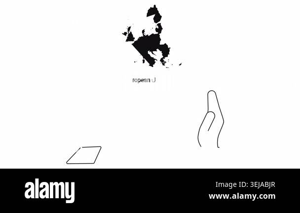 A conceptual illustration showing the map of the European Union with ...