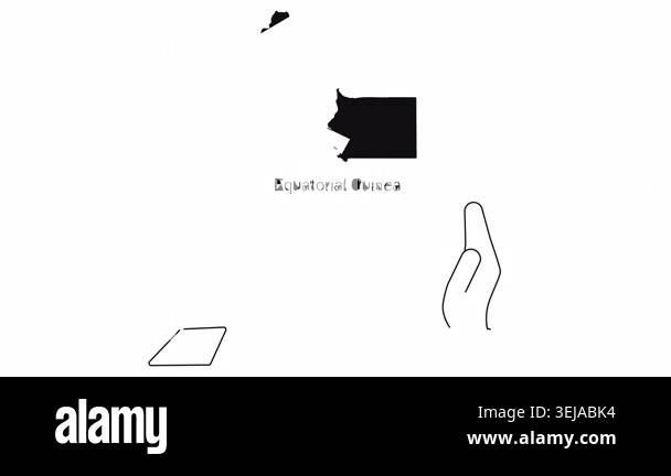 A simple graphic illustration featuring the map outline of Equatorial ...