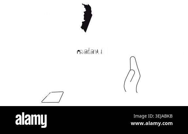 A graphic illustration featuring the outline of Malawi, the country's ...
