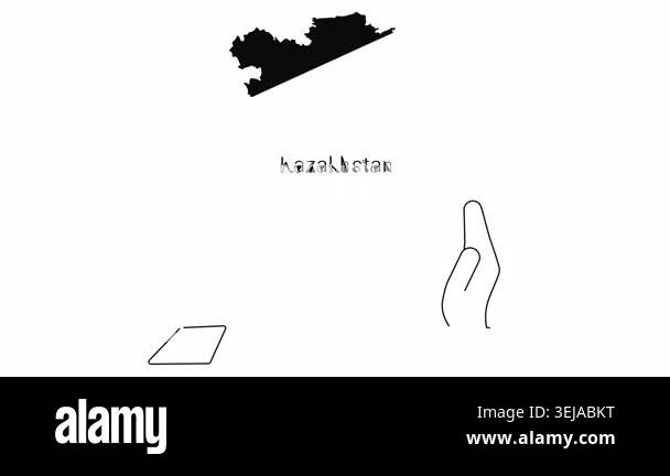 A simple illustration featuring the outline map of Kazakhstan with the ...