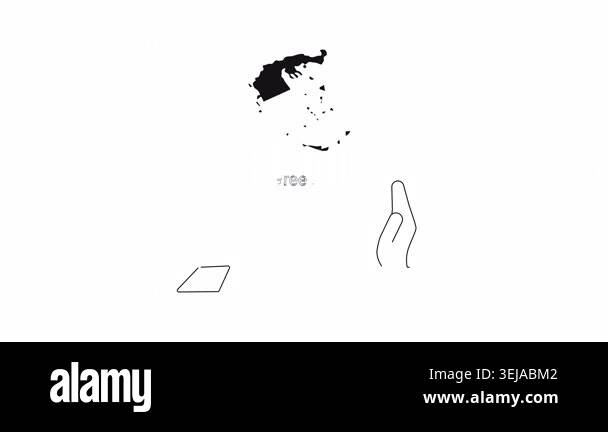 Illustration of the map of Greece with two hands reaching up ...