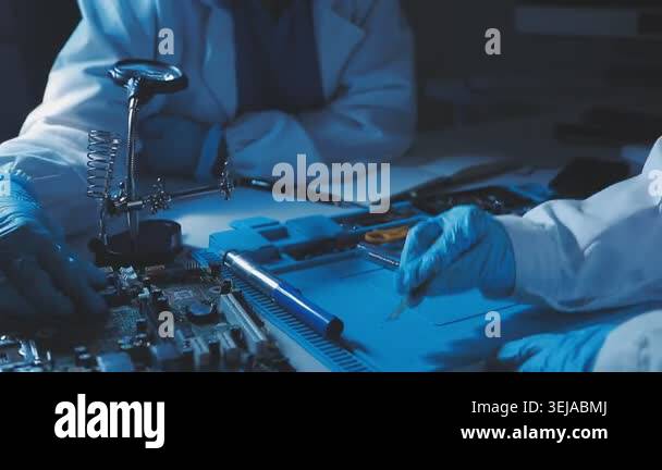 technician repairing electronic circuit board Stock Video Footage - Alamy