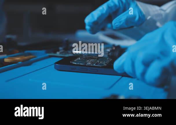 the process of electronic computer chip. electronic components of ...