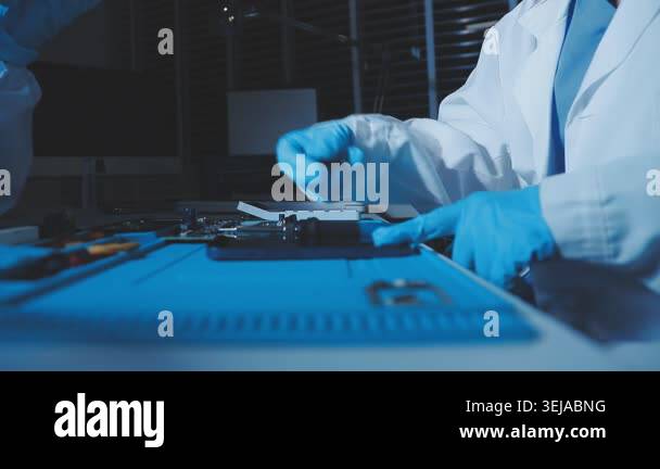 scientist in laboratory. scientist is using a computer Stock Video ...