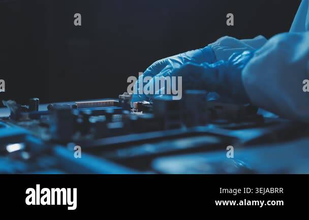 scientist in lab working on laboratory with microscope. science and ...