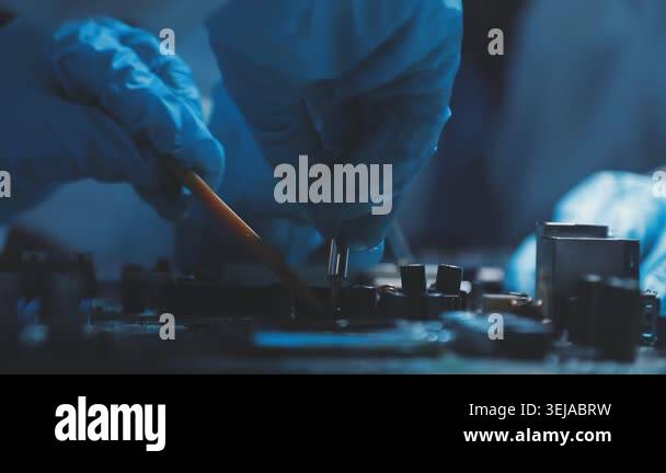 close up of a scientist holding a microscope in the laboratory Stock ...