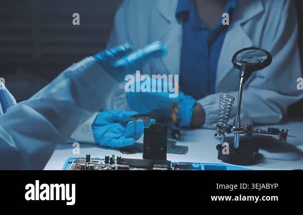 technician in the laboratory is holding the microscope Stock Video ...