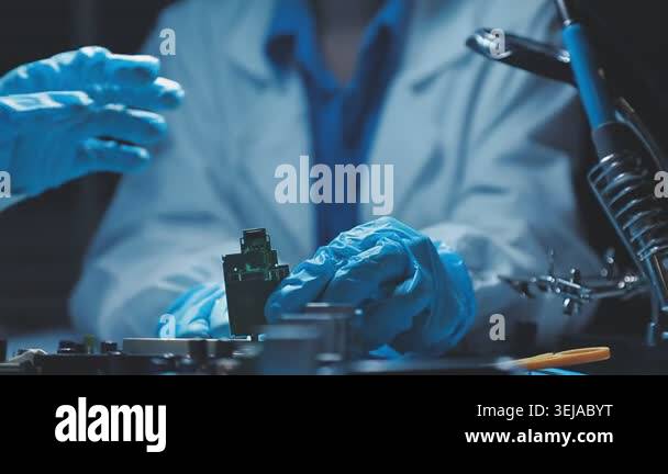 the laboratory scientist holds a microscope and a test tube Stock Video ...