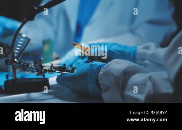 scientist with microchip in laboratory Stock Video Footage - Alamy