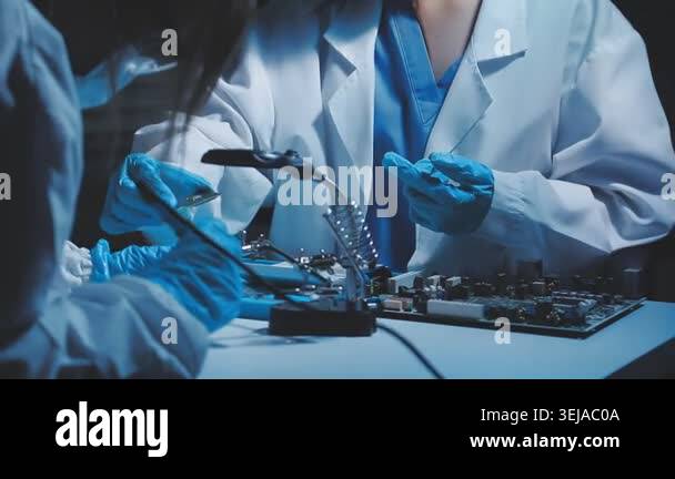 scientist in lab coat working on microscope in laboratory Stock Video ...
