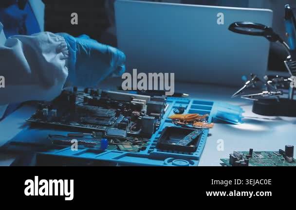 computer repair. man with laptop and computer repair service. man ...