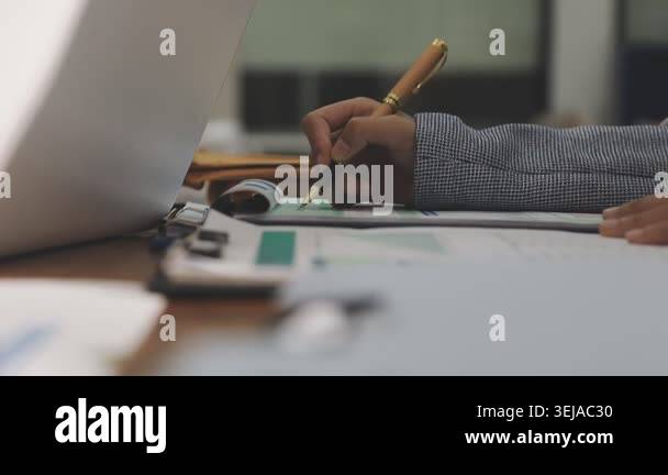 young man working on computer in office, concept of business Stock ...
