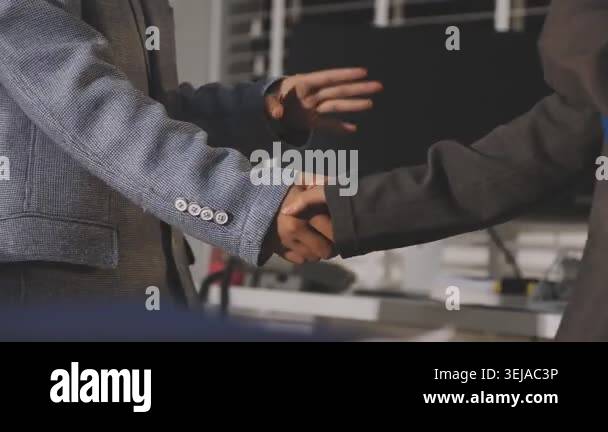 businessmen shaking hands in office, business success Stock Video ...