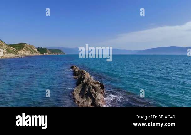 High angle drone shot of Albania coastline featuring hidden beach ...