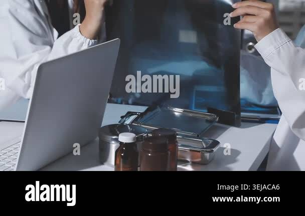 close up of female doctor using tablet while working in clinic Stock ...