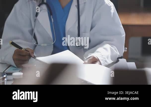 female doctor working on tablet computer in clinic Stock Video Footage ...